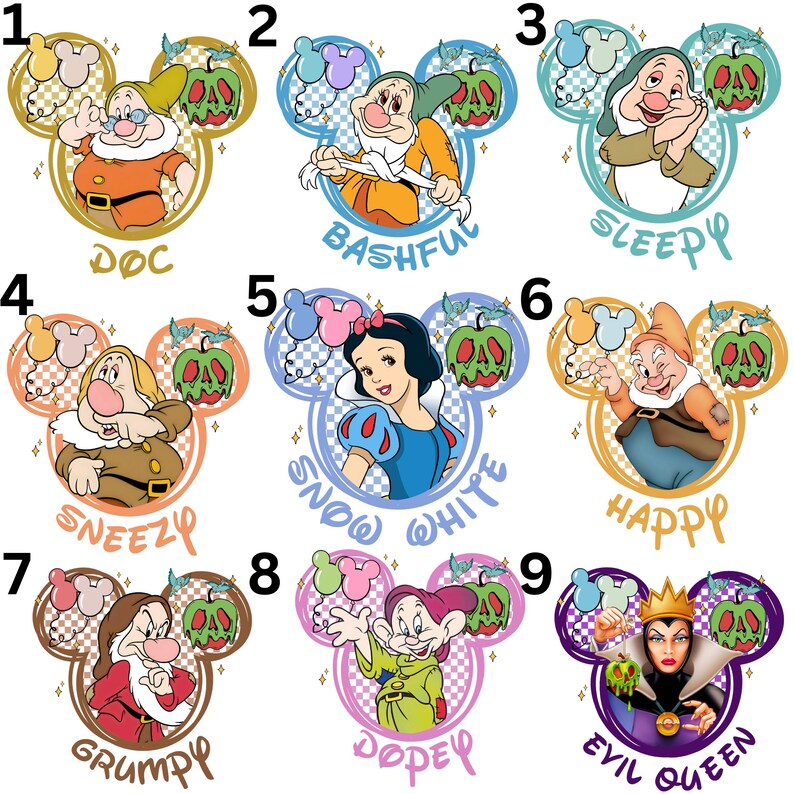 Snow White and the Seven Dwarfs DTF Transfer, Disney Ready to Press ...