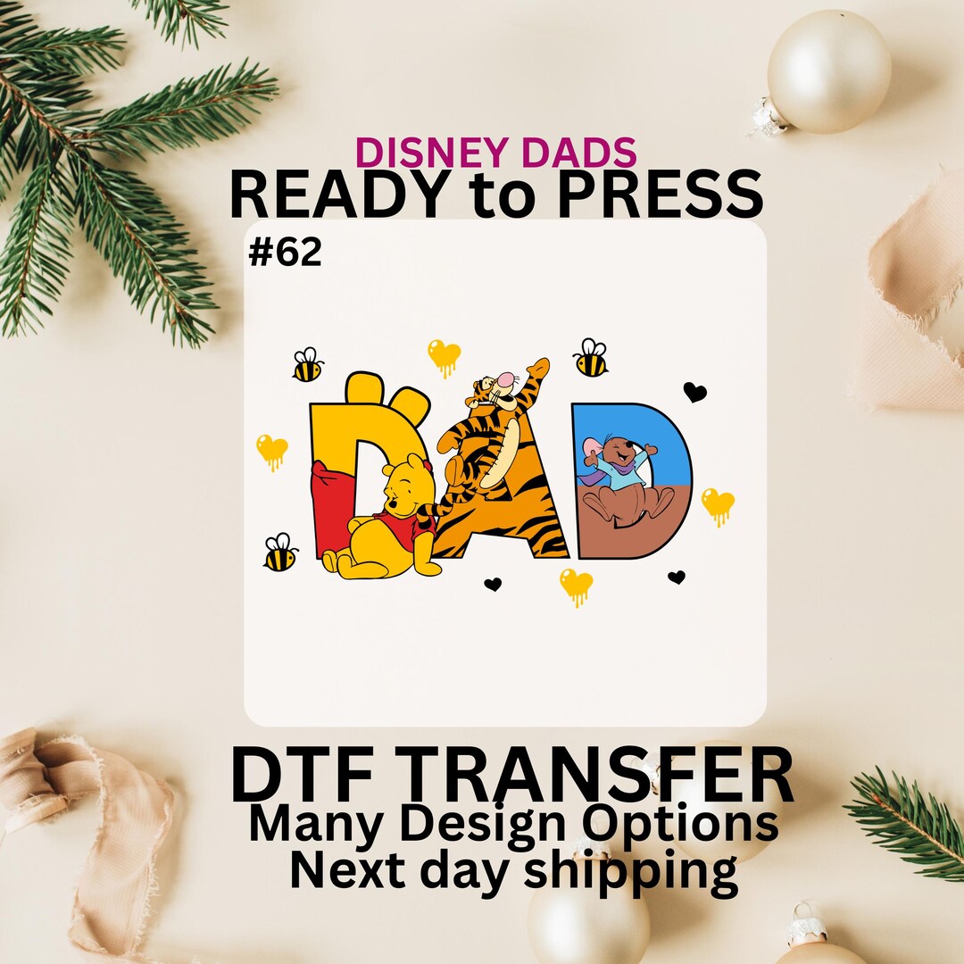 Disney Dad Winnie the Pooh Alphabet DTF Transfers, Father’s Day Gift ...