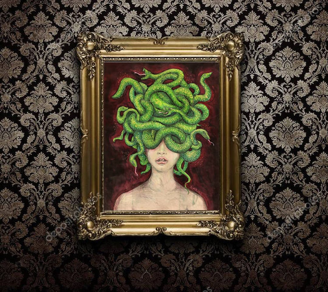 Medusa Green Snake Lady - Fine Art Giclée Print - Etsy