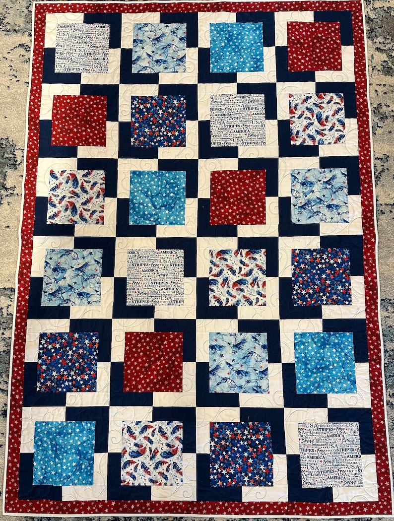 Red, White and Blue Quilt - Etsy