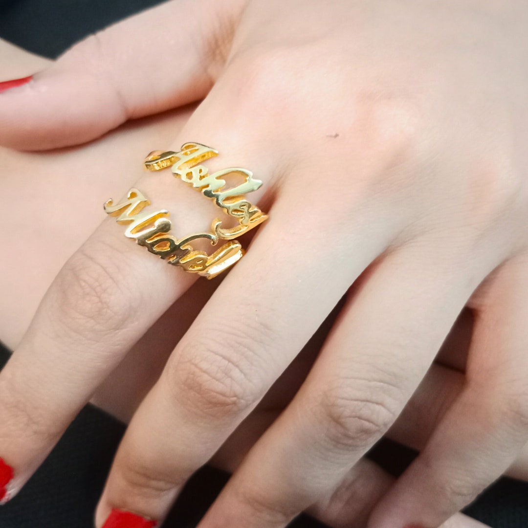 Double Name Ring, Two Name Ring, Adjustable Ring, Ring for Women ...