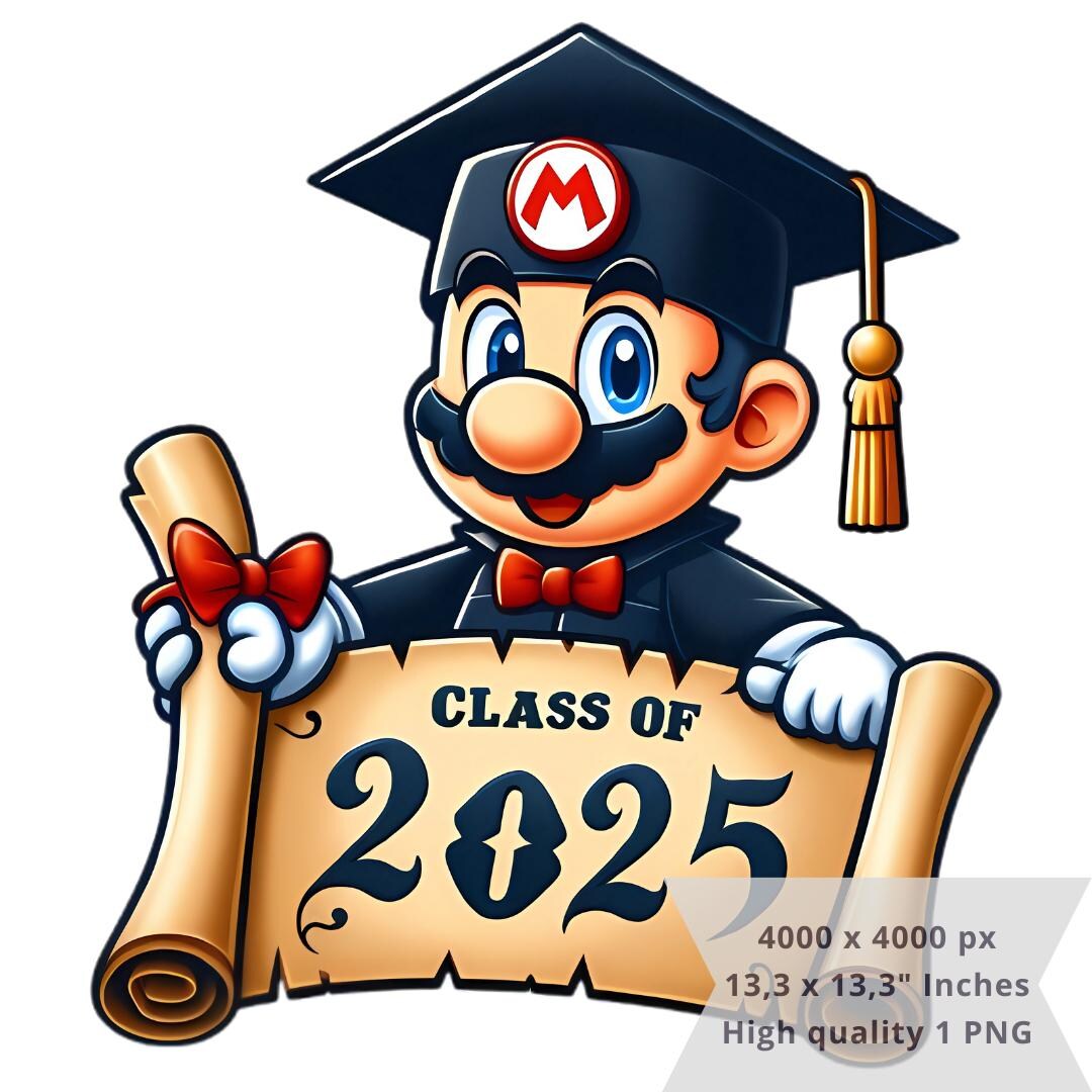 1 PNG Cute Super Mario Graduation, Clipart Images, Digital Design PNG ...