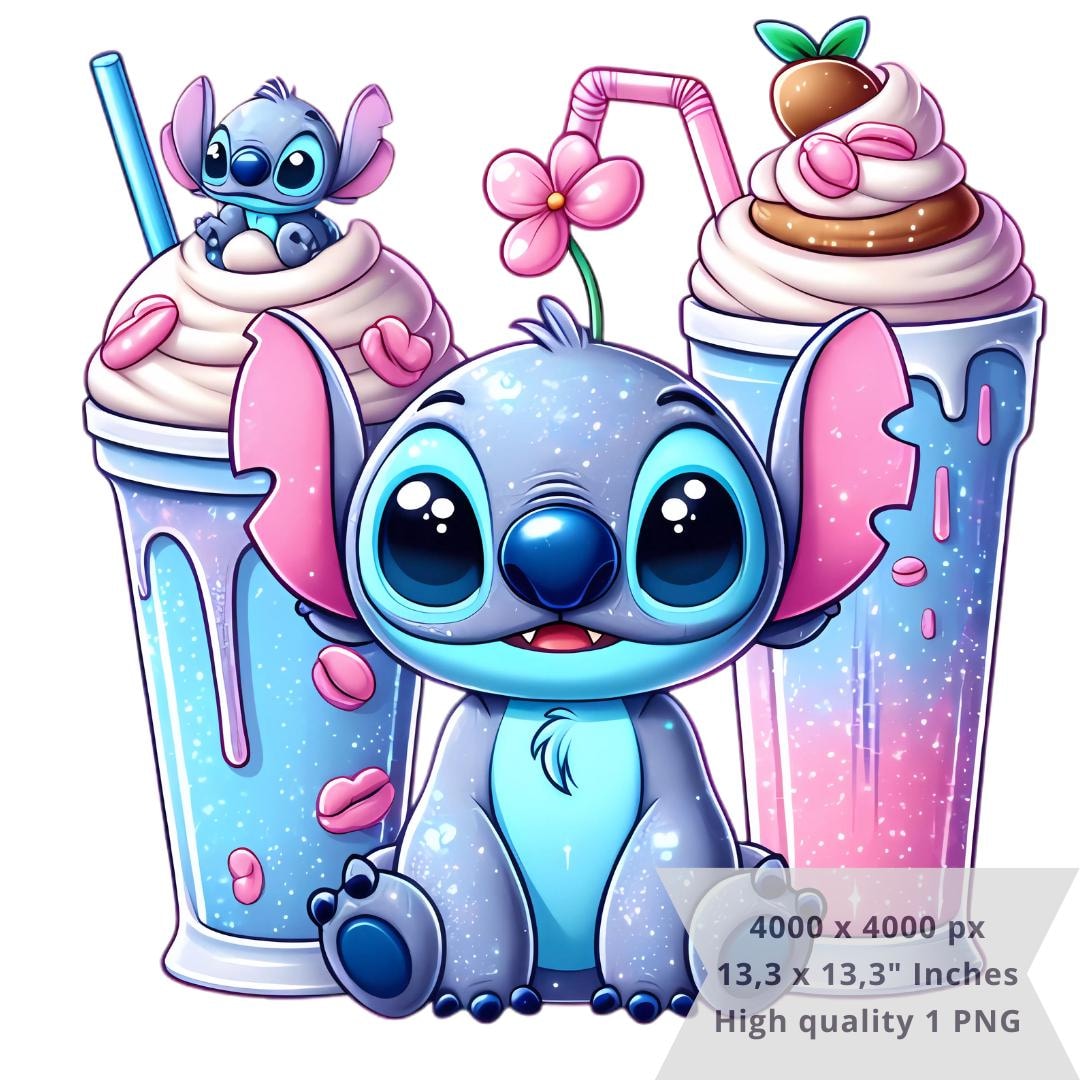 1 PNG Cute Stitch Smoothie, Clipart Images, Digital Design PNG File for ...