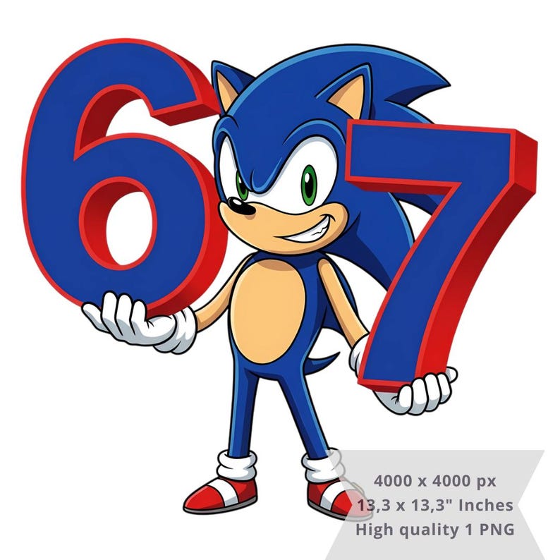 1 PNG Cute Sonic Six Seven, 67 Clipart Images, Digital Design PNG File ...