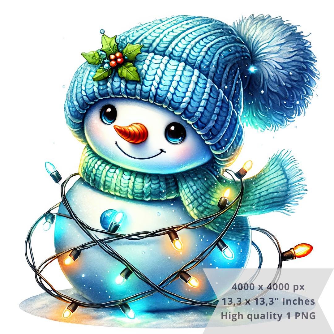 1 PNG Blue Snowman Christmas Shine, Clipart Images, Digital Design PNG ...