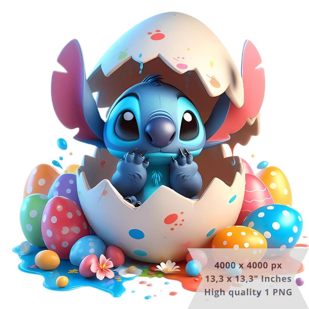 1 PNG Cute Stitch Splash Easter, Clipart Images, Digital Design PNG ...