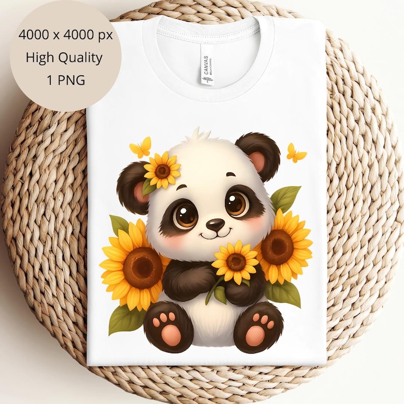 1 PNG Cute Panda Sunflowers, Panda Clipart Images, Digital Design PNG ...