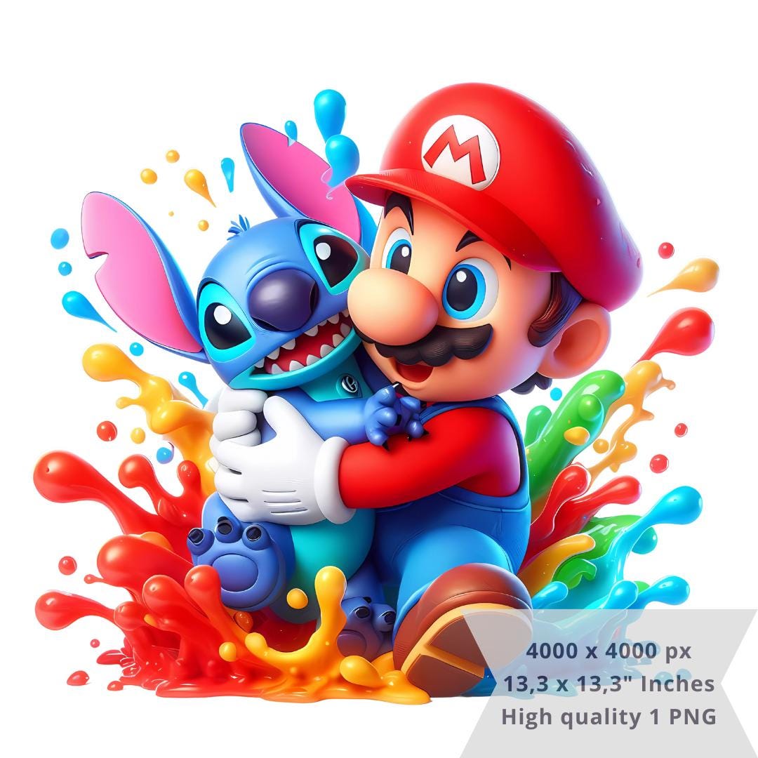 1 PNG Super Mario Hugg Stitch, Clipart Images, Digital Design PNG File ...