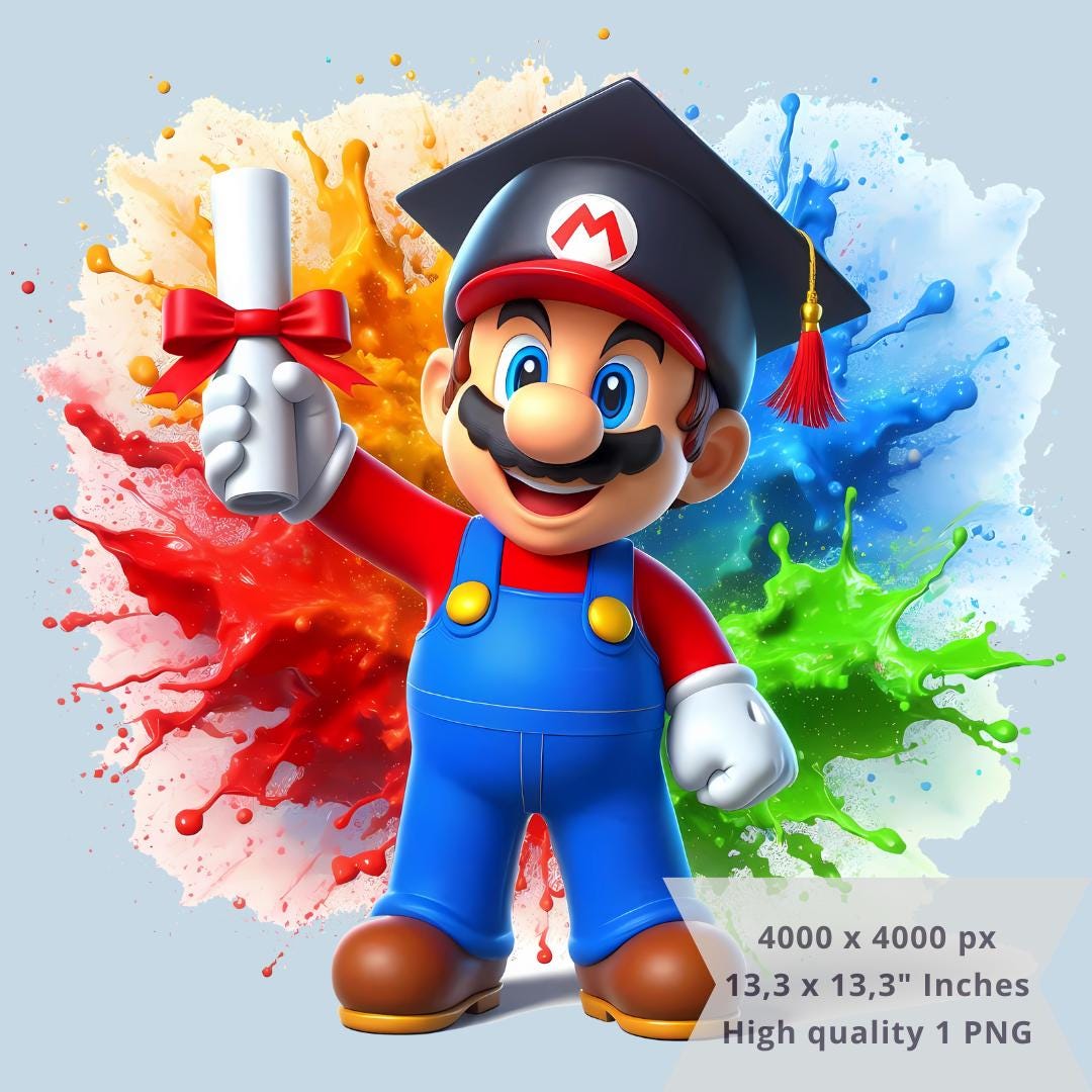 1 PNG Super Mario Splash Graduation, Clipart Images, Digital Design PNG ...