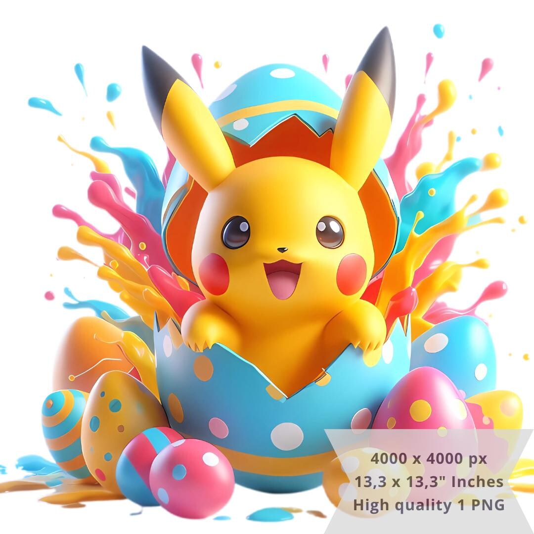 1 PNG Pikachu Easter Colorful Splash, Clipart Images, Digital Design ...