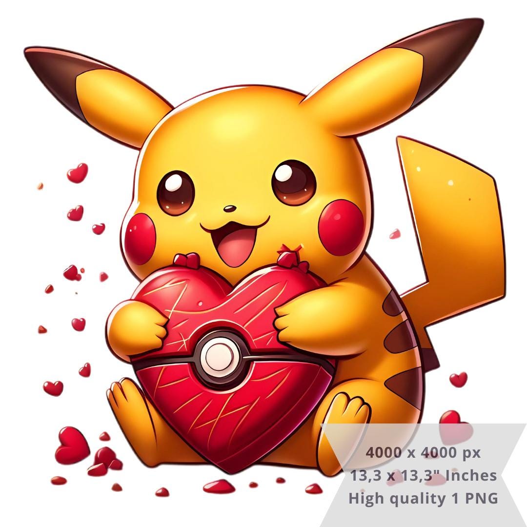 1 PNG Cute Pikachu Heart, Pokemon Clipart Images, Digital Design PNG ...
