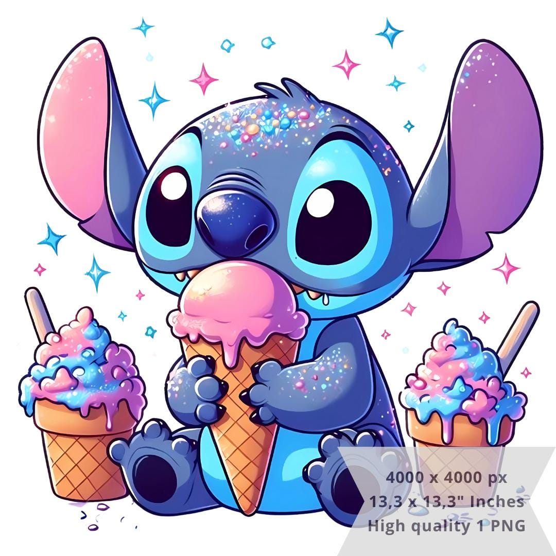 1 PNG Stitch Summer Ice Cream Clipart Images, Digital Design PNG File ...