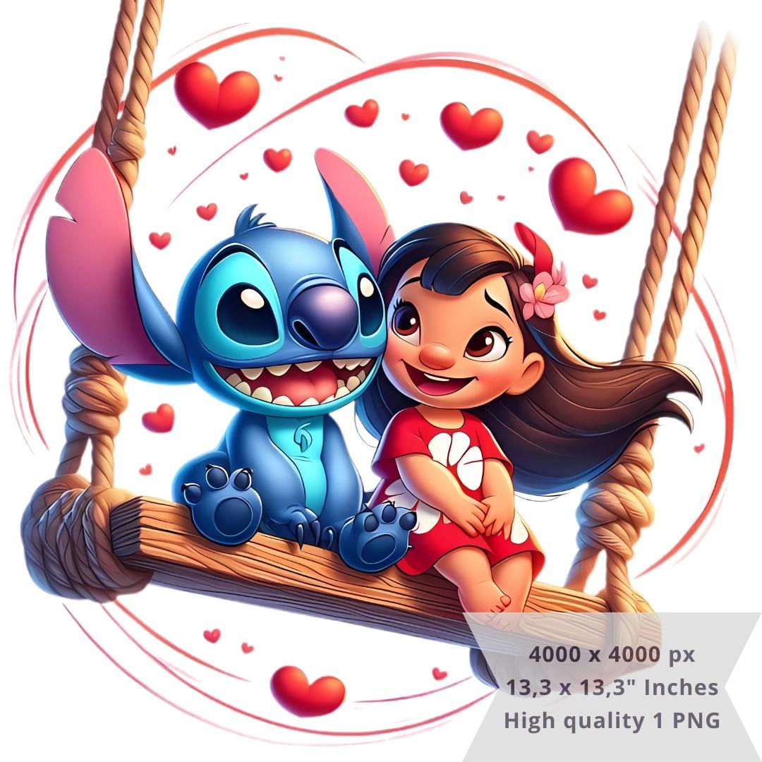 1 PNG Lilo and Stitch Swing Hearts, Clipart Images, Digital Design PNG ...