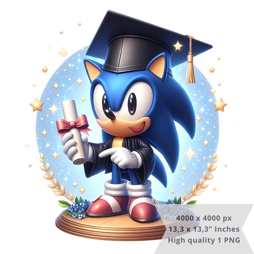 1 PNG Cute Sonic Graduation, Clipart Images, Digital Design PNG File ...