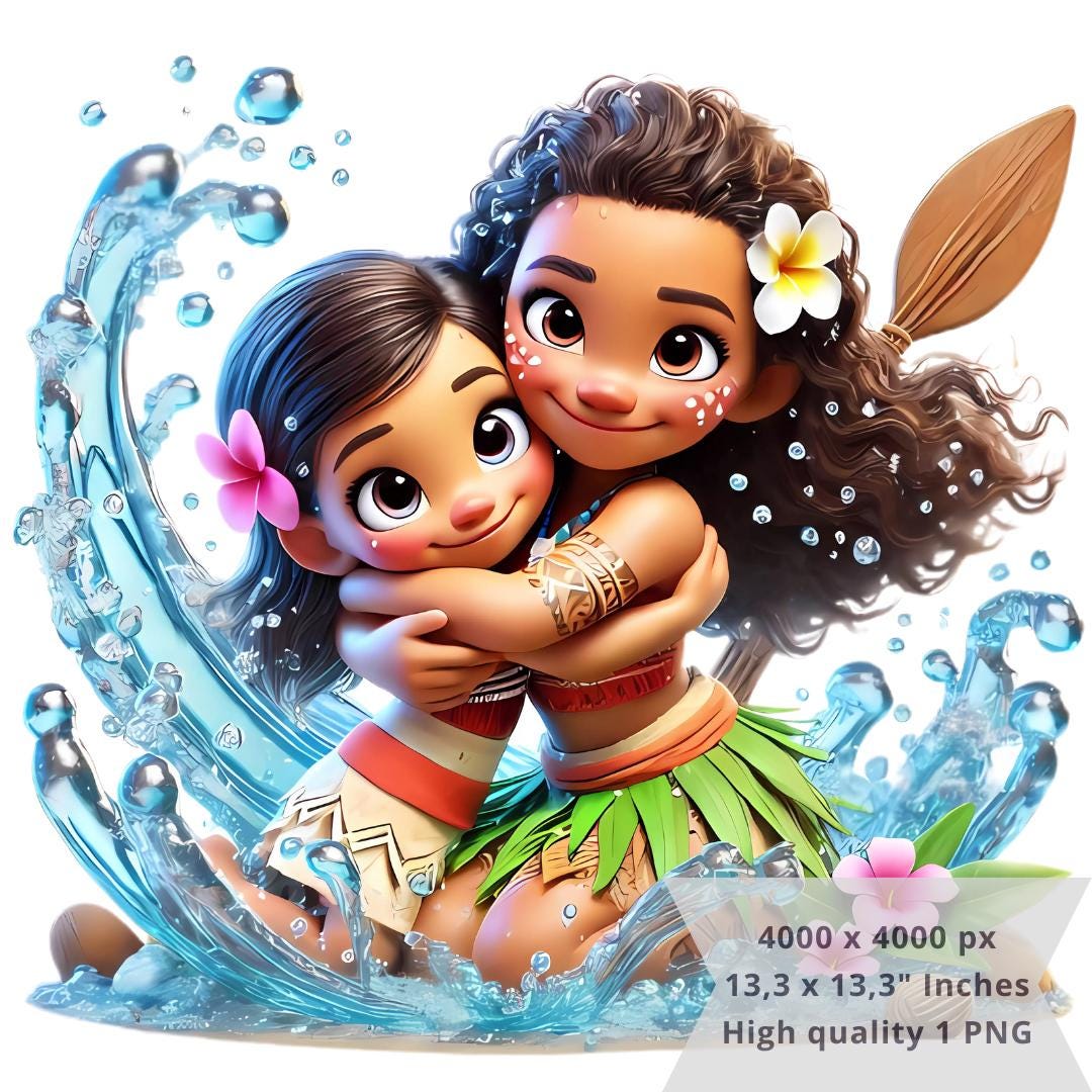 1 PNG Cute Moana and Simea Splash Water, Clipart Images, Digital Design ...