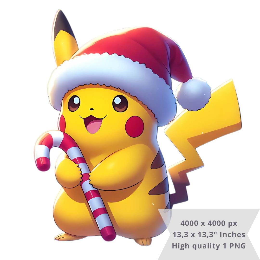 1 PNG Pikachu Christmas, Clipart Images, Digital Design PNG File for ...