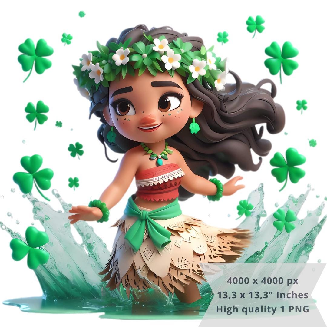 1 PNG Cute Moana St Patrick, Clipart Images, Digital Design PNG File ...