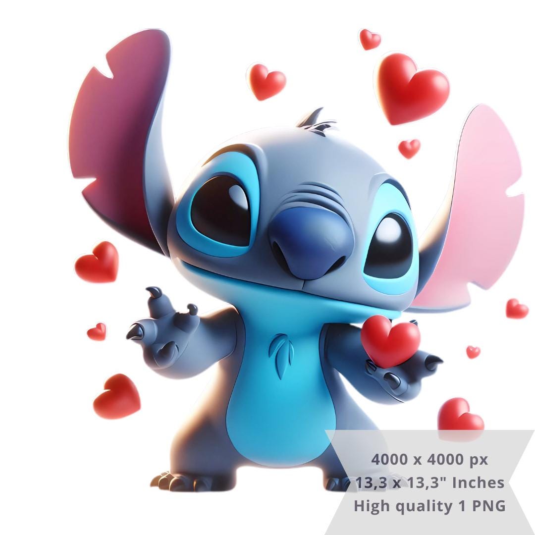 1 PNG Cute Stitch Love Hearts, Clipart Images, Digital Design PNG File ...