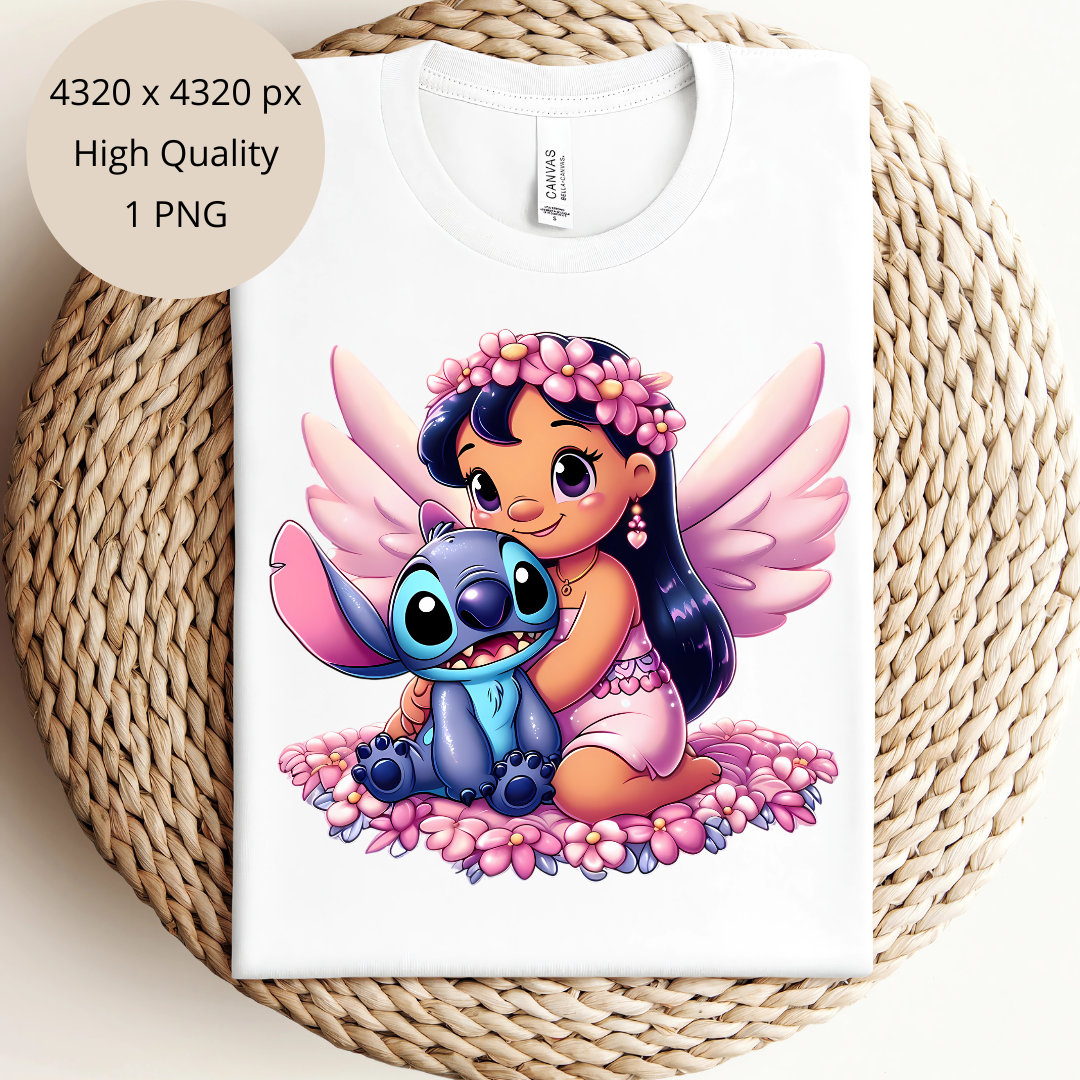 1 PNG Lilo and Stitch Angel Flowers, Clipart Images, Digital Design PNG ...