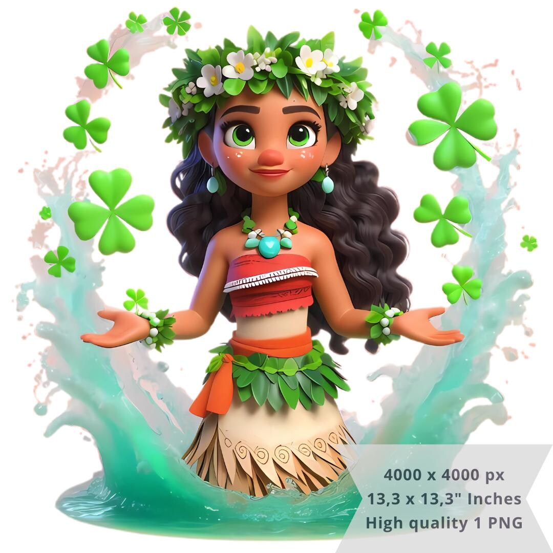 1 PNG Cute Moana St Patrick, Clipart Images, Digital Design PNG File ...
