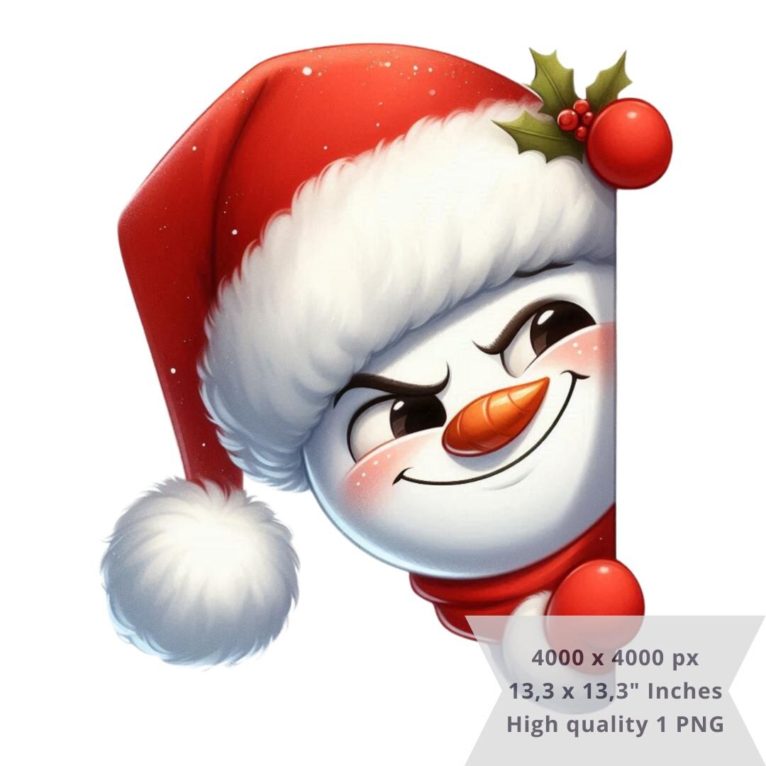 1 PNG Snowman Christmas Peeking Wall, Clipart Images, Digital Design ...