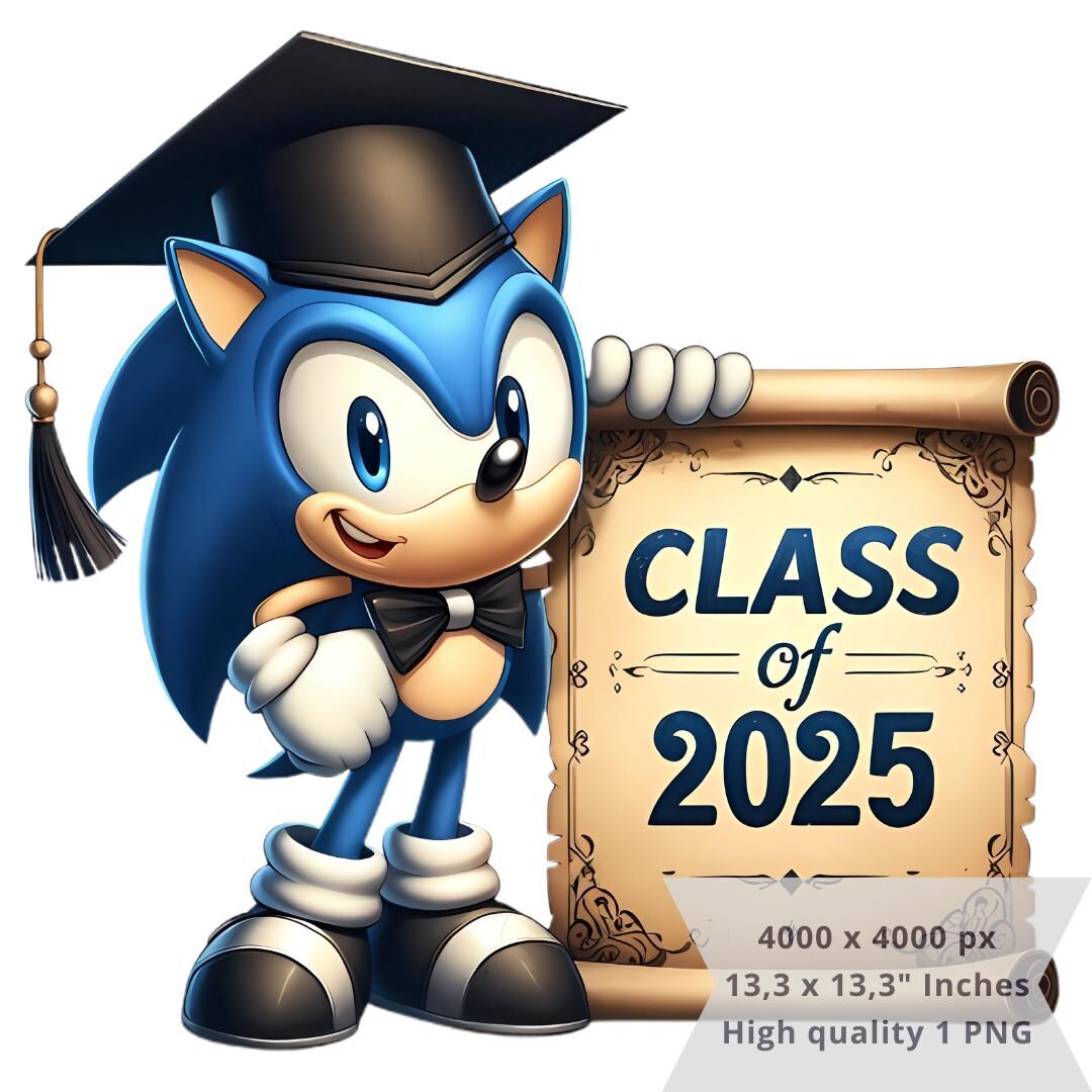 1 PNG Cute Sonic Graduation, Clipart Images, Digital Design PNG File ...