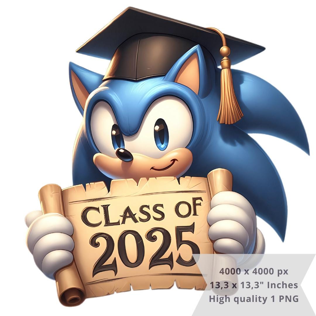 1 PNG Cute Sonic Graduation, Clipart Images, Digital Design PNG File ...