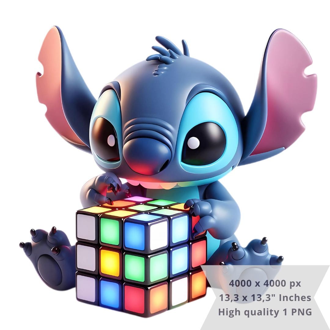 1 PNG Cute Stitch and Magic Cube, Clipart Images, Digital Design PNG ...