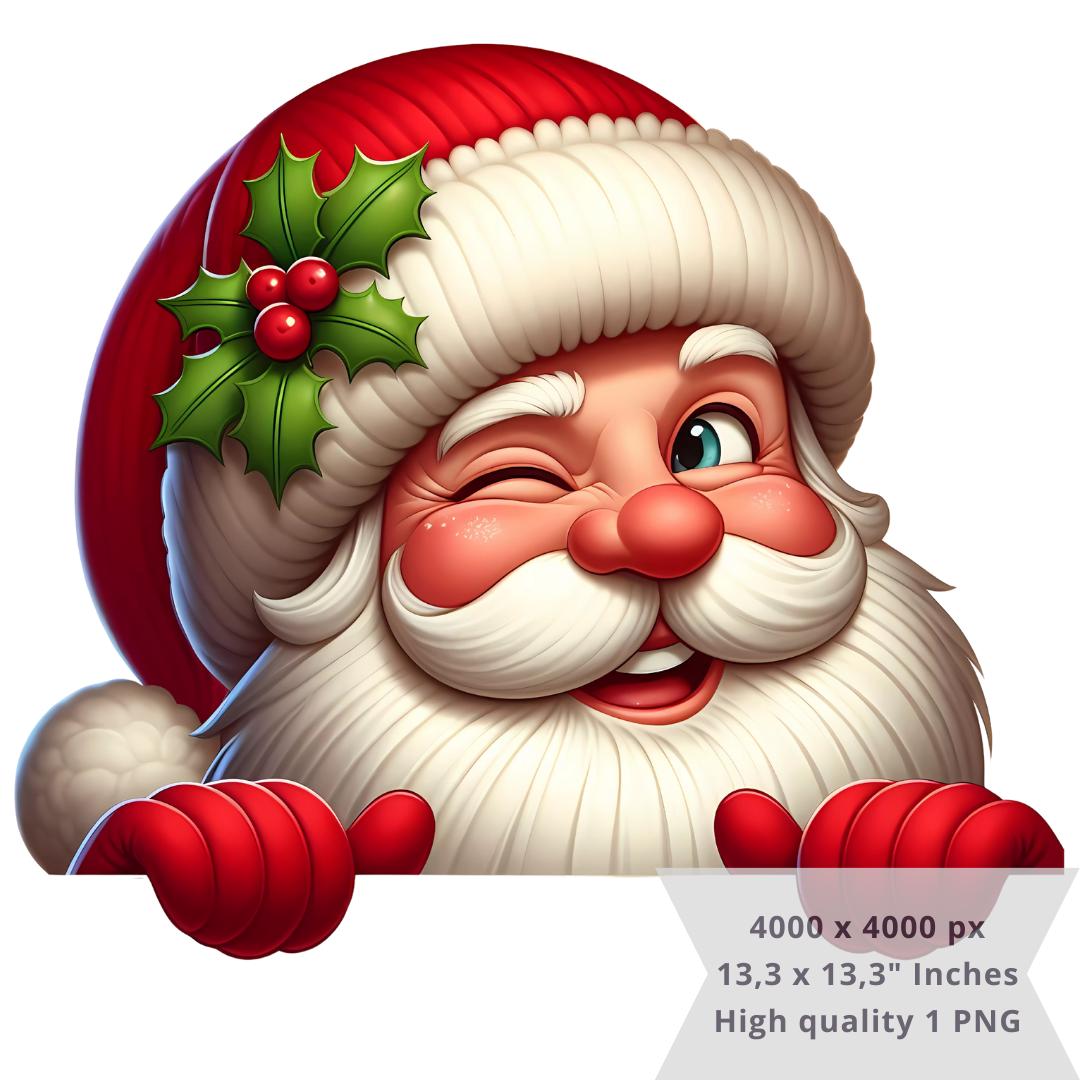 1 PNG Santa Christmas Peeking Wall, Clipart Images, Digital Design PNG ...