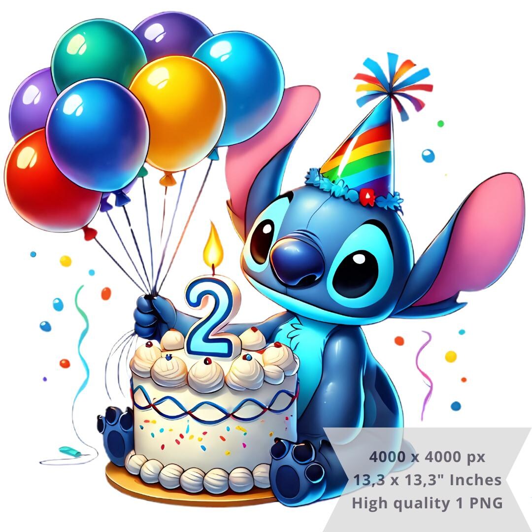1 PNG Cute Stitch Birthday 2 Years, Clipart Images, Digital Design PNG ...