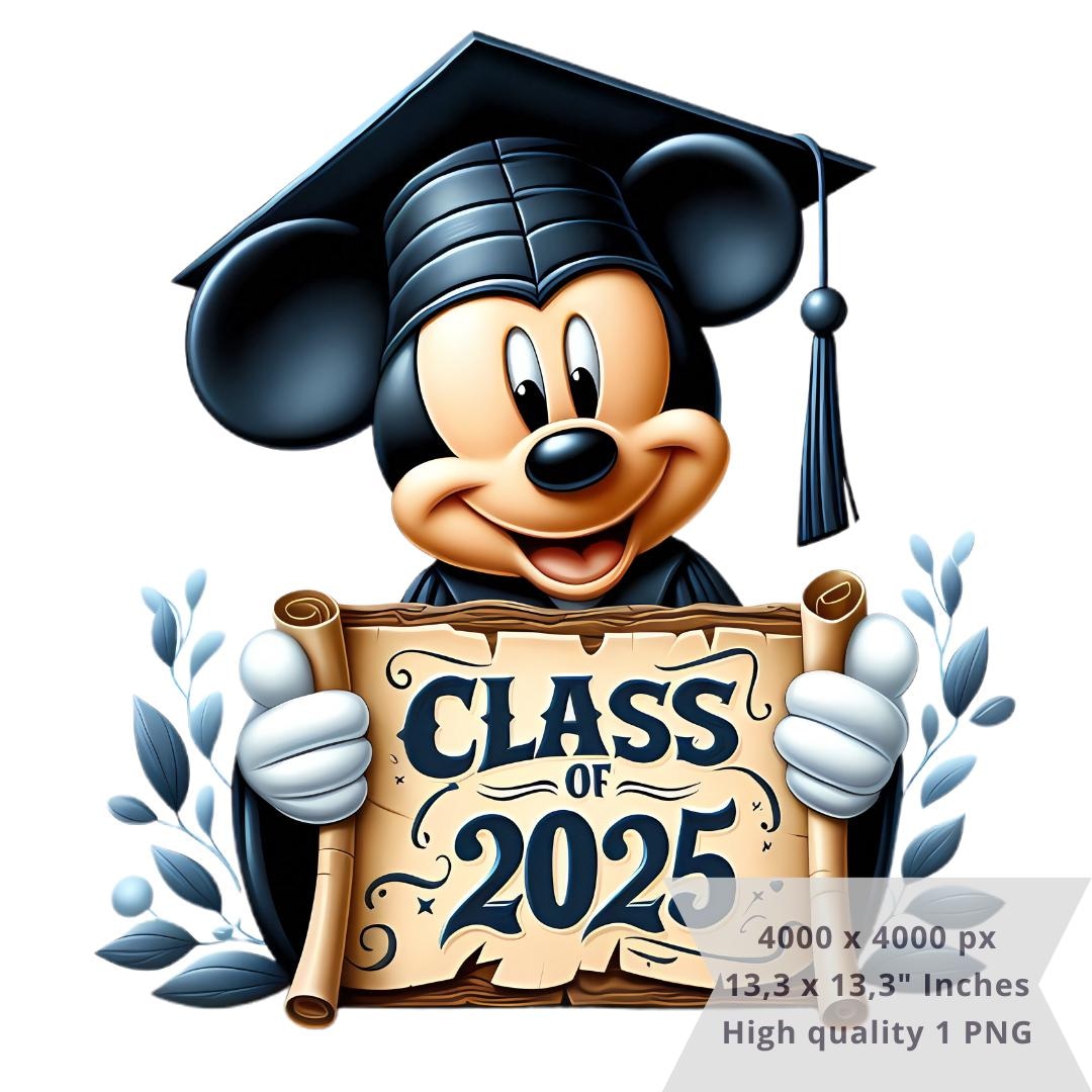 1 PNG Cute Mickey Mouse Graduation, Clipart Images, Digital Design PNG ...