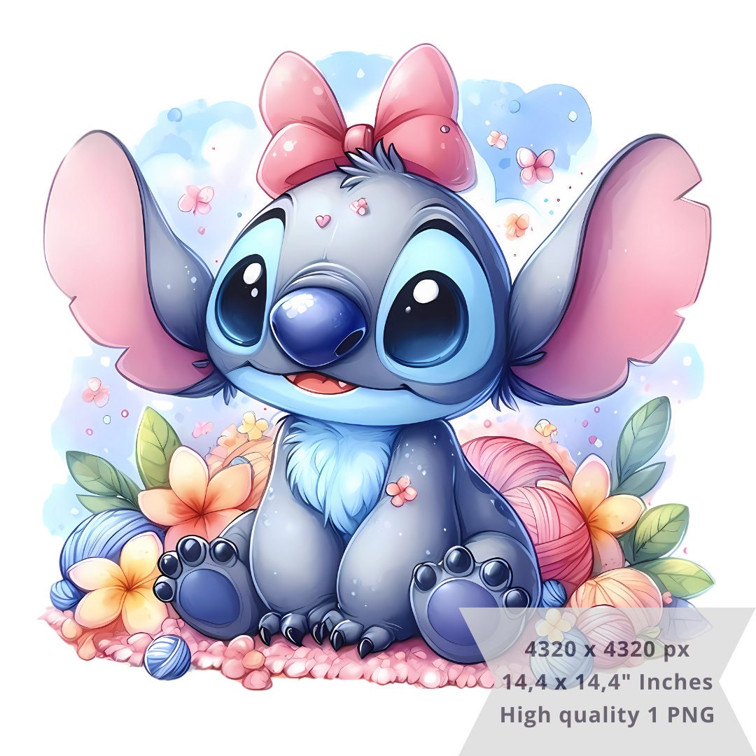 1 PNG Cute Stitch Flowers, Clipart Images, Digital Design PNG File for ...