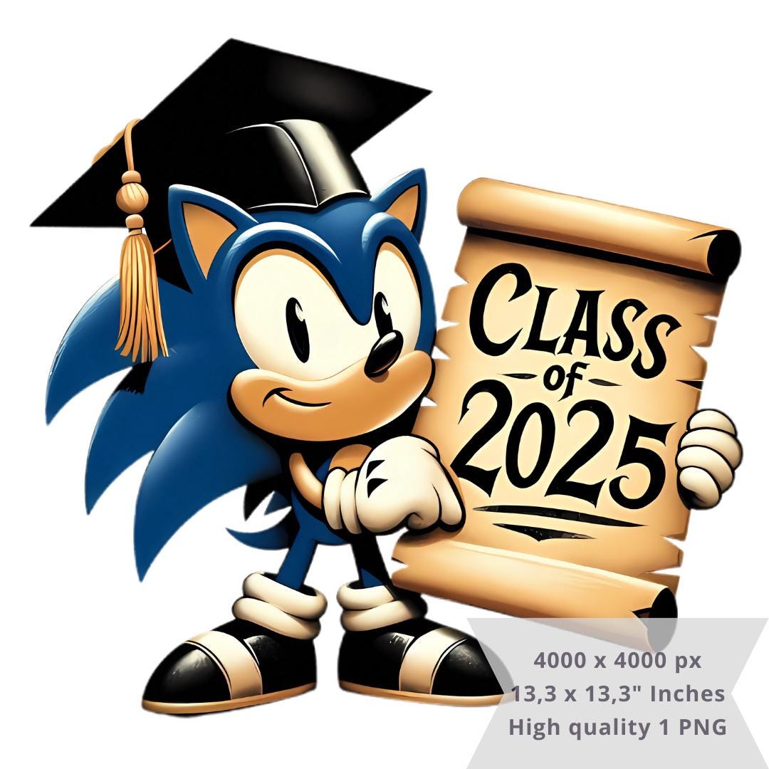 1 PNG Cute Sonic Graduation, Clipart Images, Digital Design PNG File ...