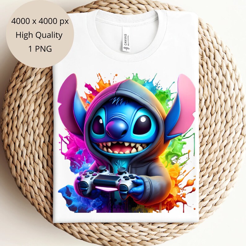 1 PNG Stitch Gamer, Clipart Images, Digital Design PNG File for ...