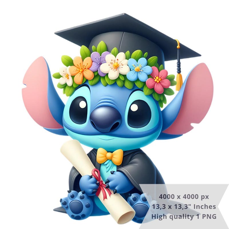 Stitch Graduation Svg - Etsy