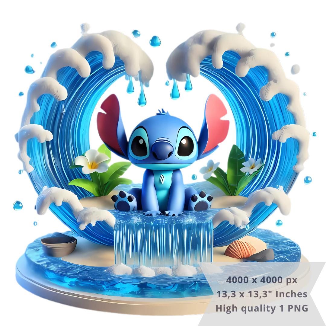 1 PNG Cute Stitch Splash Water, Clipart Images, Digital Design PNG File ...