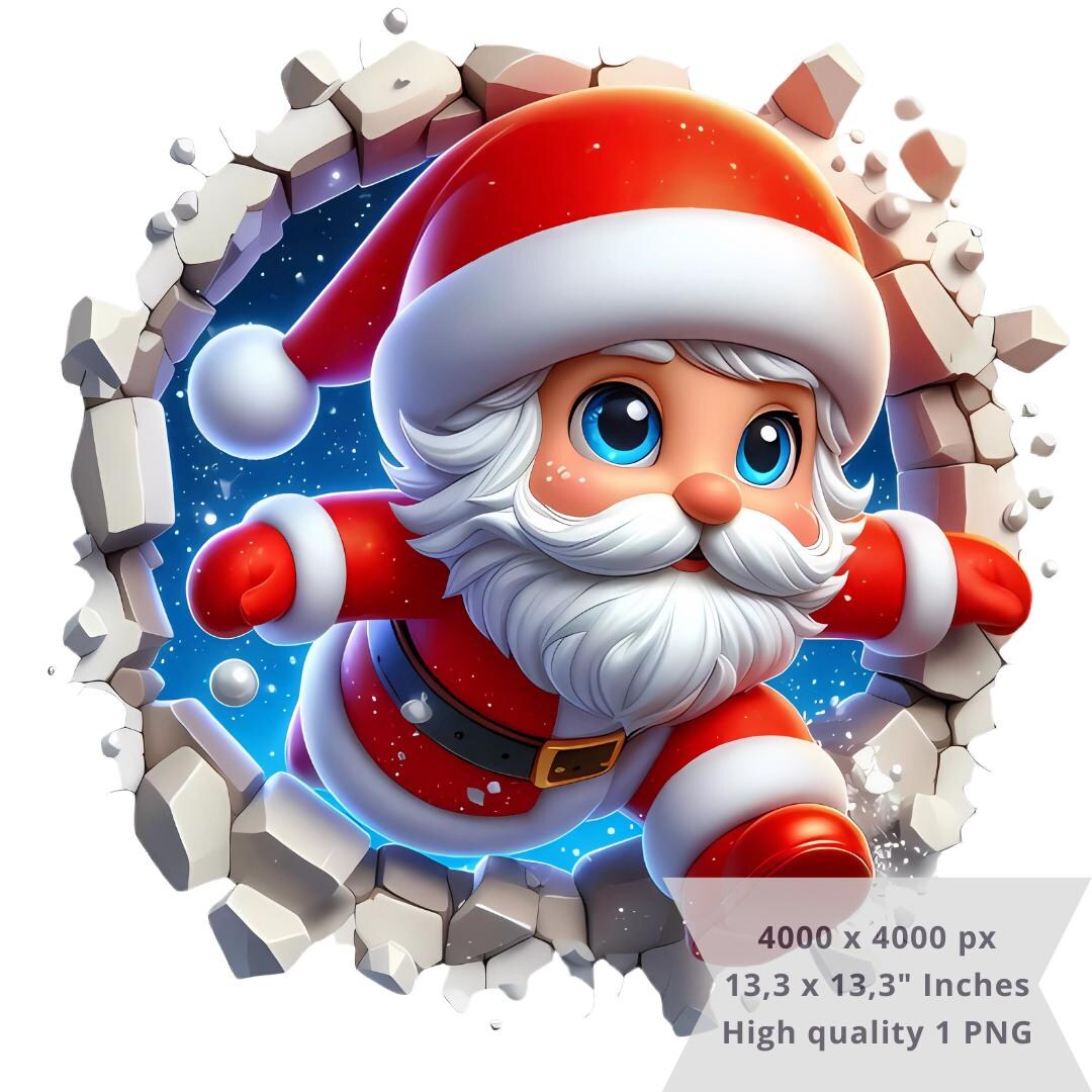 1 PNG Santa Christmas Cracked Hole, Clipart Images, Digital Design PNG ...