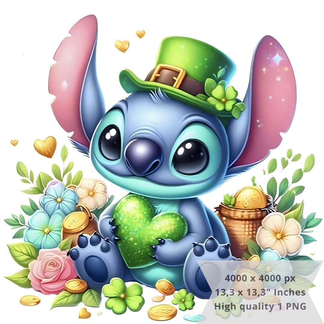 1 PNG Cute Stitch St Patrick Flowers, Clipart Images, Digital Design ...