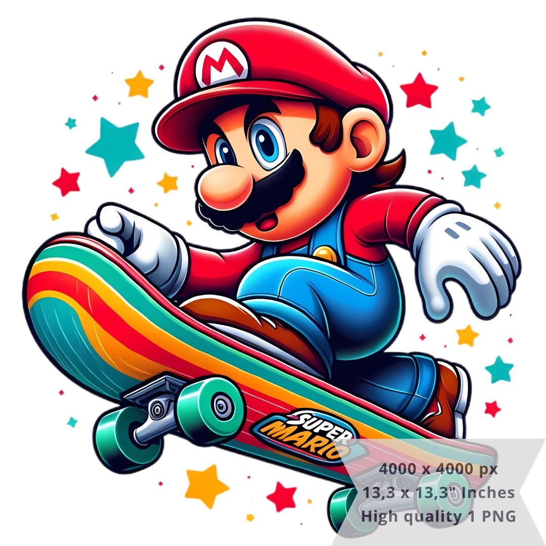 1 PNG Super Mario Skate, Clipart Images, Mario Digital Design PNG File ...