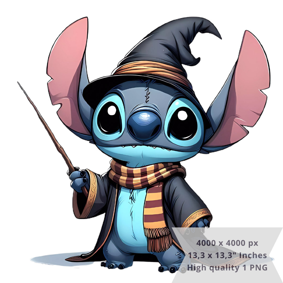 1 PNG Stitch Wizard Halloween, Clipart Images, Digital Design PNG File ...