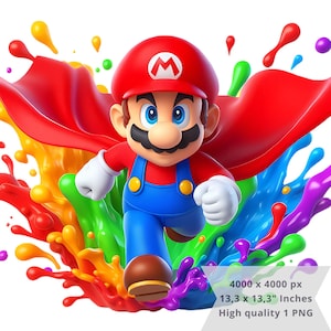 1 PNG Super Mario Splash, Clipart Images, Digital Design PNG File for ...