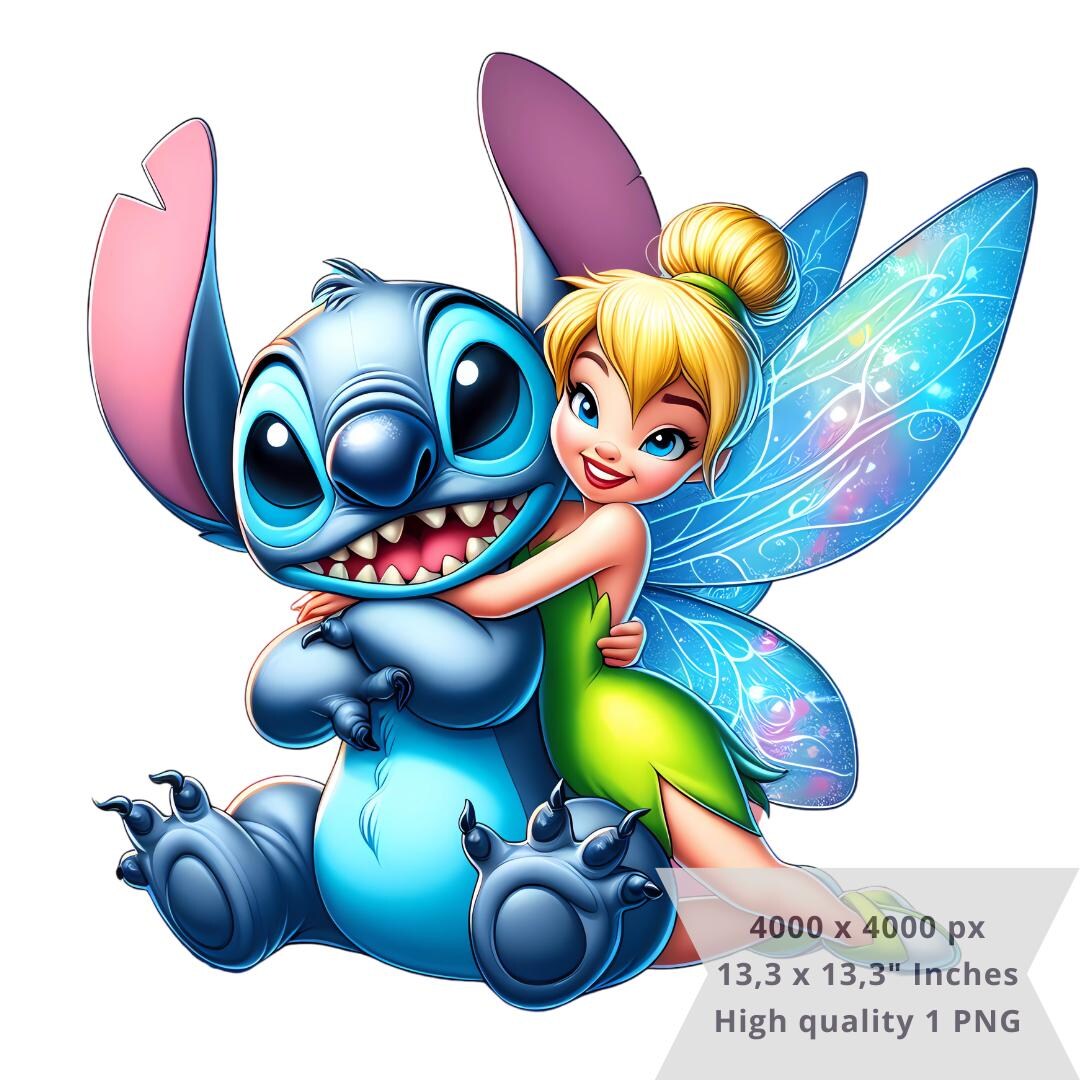 1 PNG Cute Tinkerbell Hugg Stitch, Clipart Images, Digital Design PNG ...