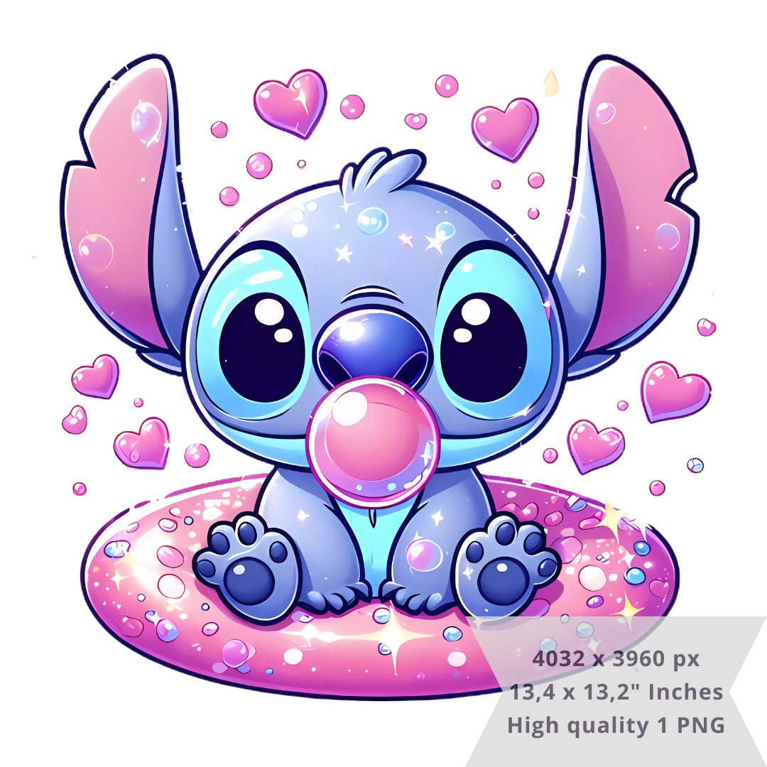 1 PNG Cute Stitch Bubble and Hearts, Clipart Images, Digital Design PNG ...