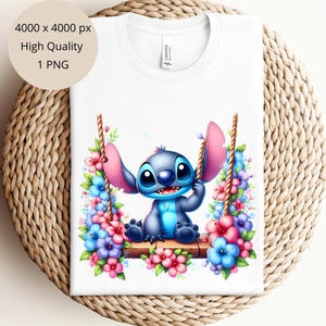 1 PNG Cute Stitch Swing Flowers, Clipart Images, Digital Design PNG ...