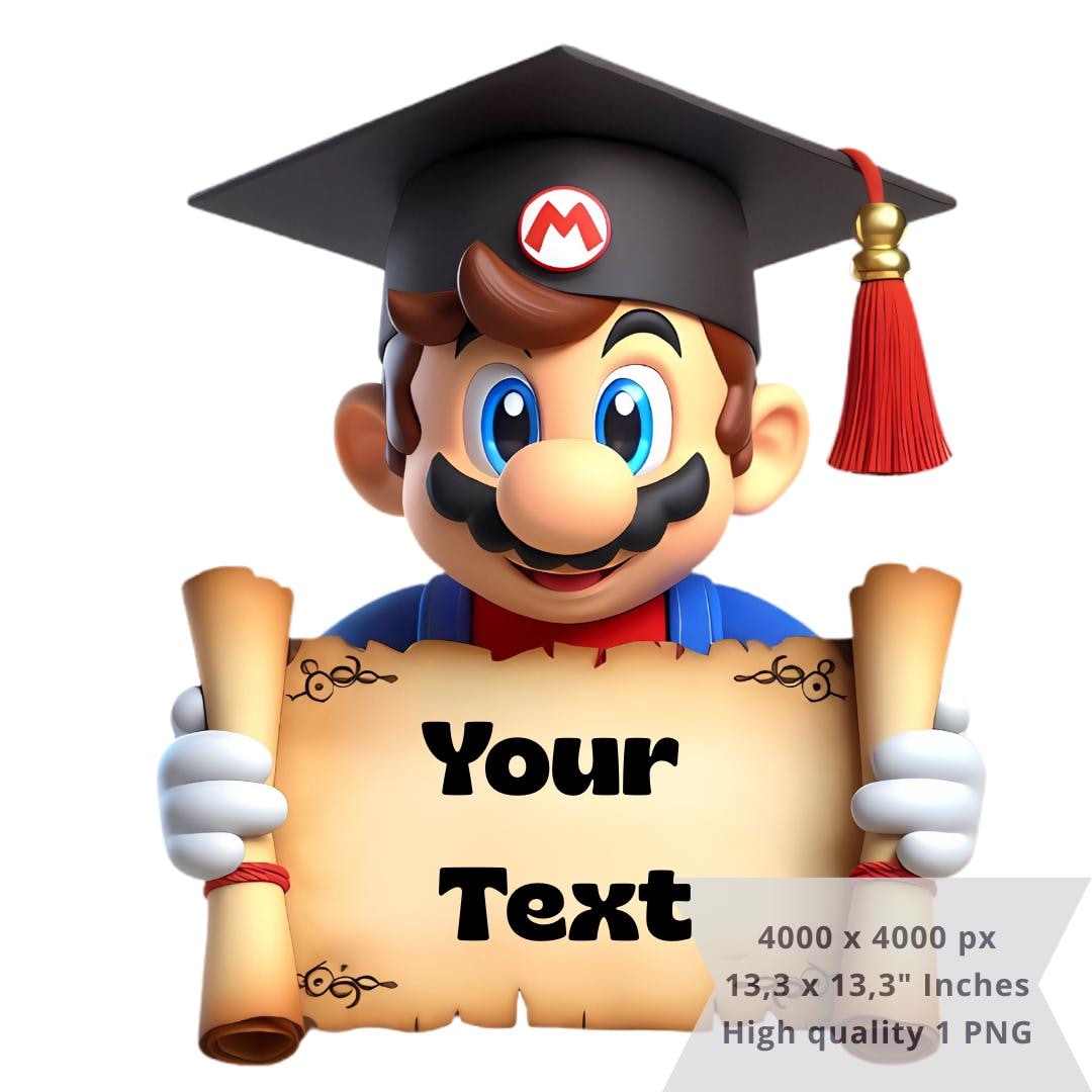 1 PNG Cute Super Mario Graduation, Clipart Images, Digital Design PNG ...