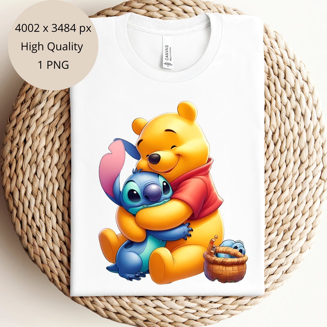 1 PNG Winnie the Pooh Hugg Stitch, Clipart Images, Digital Design PNG ...