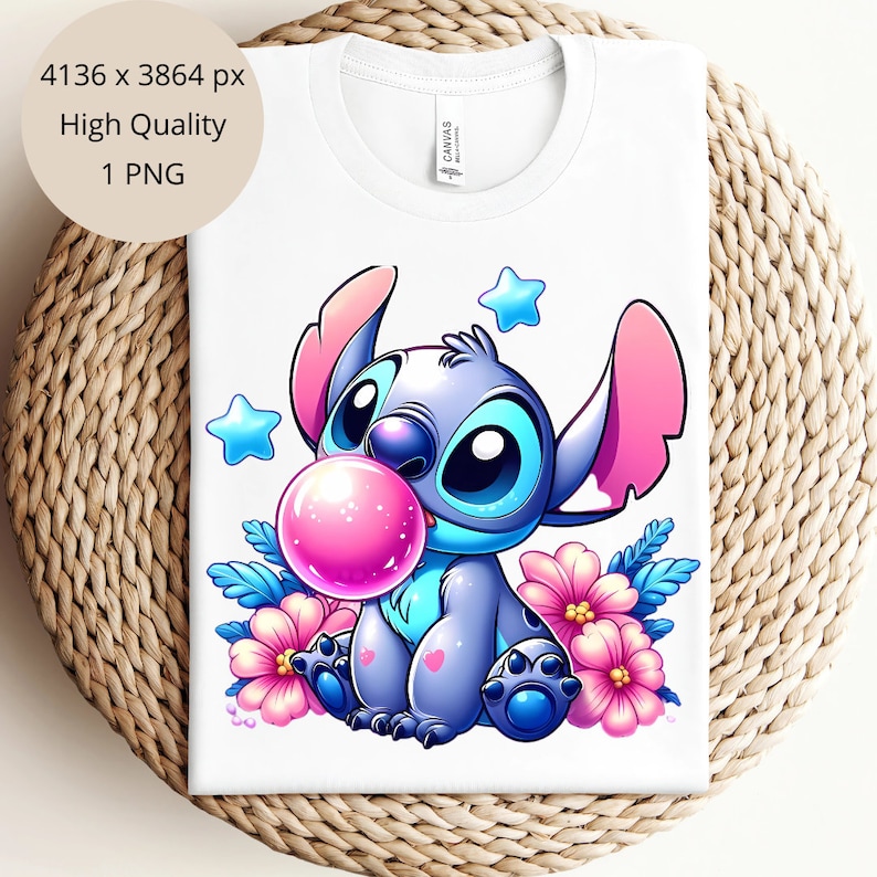 1 PNG Stitch Bubble Flowers, clipartafbeeldingen, digitaal ontwerp PNG-bestand voor sublimatie ...