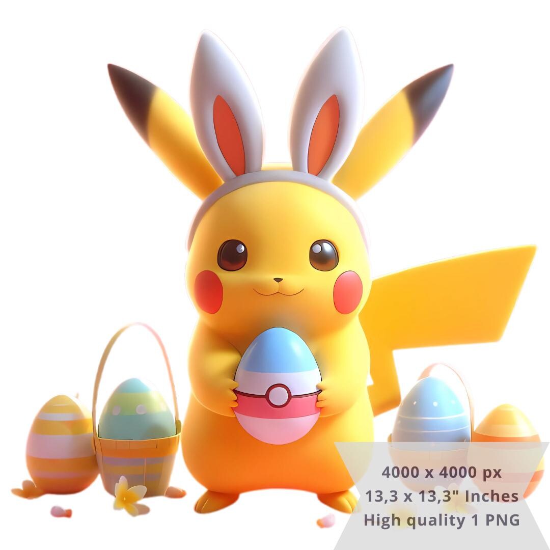 1 PNG Pikachu Colorful Eggs Easter, Clipart Images, Digital Design PNG ...