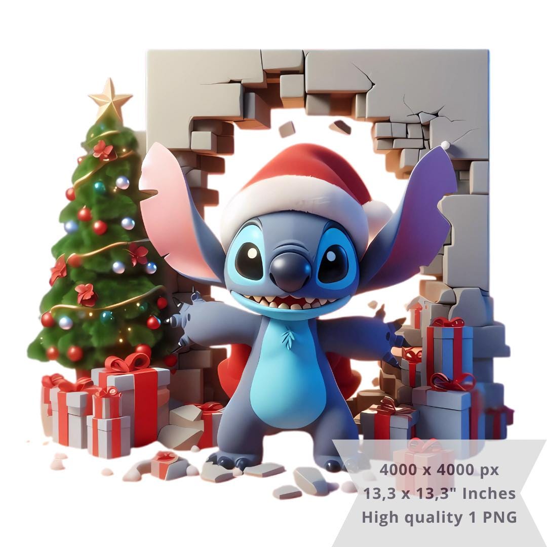 1 PNG Cute Stitch Christmas Clipart Images, Digital Design PNG File for ...