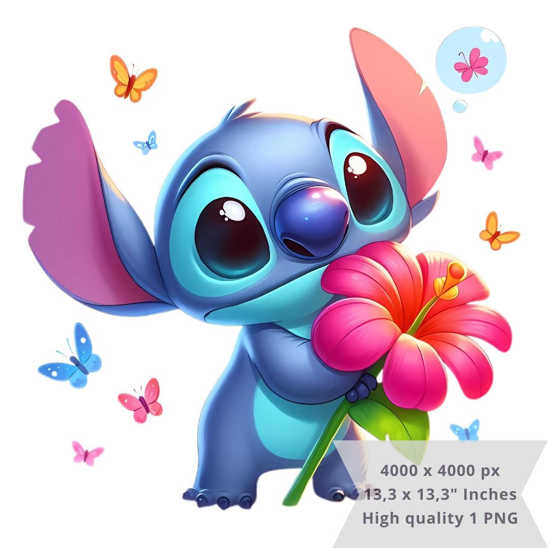 1 PNG Cute Stitch Flower, Clipart Images, Digital Design PNG File for ...